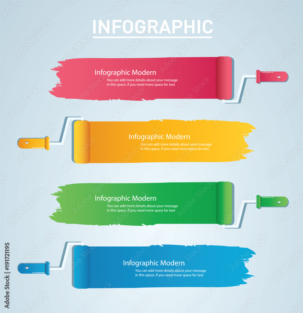 paint roller with space for text info graphic Vector template with 4 ...