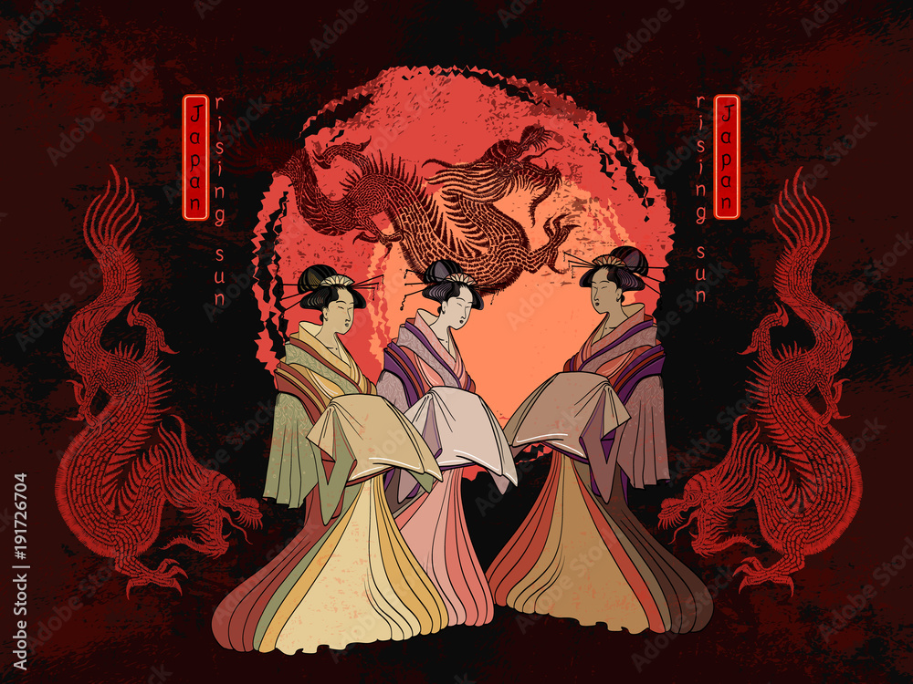Adult Dragon Geisha Art