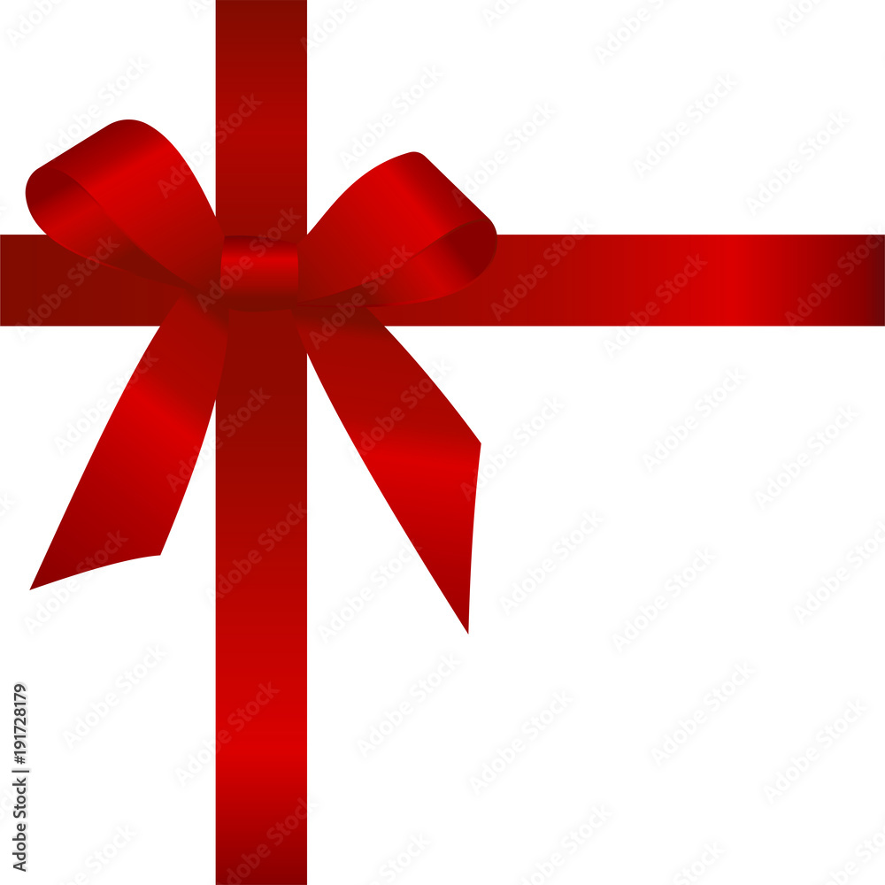 Gift Card With Red Ribbon And A Bow on white background. Gift Voucher ...