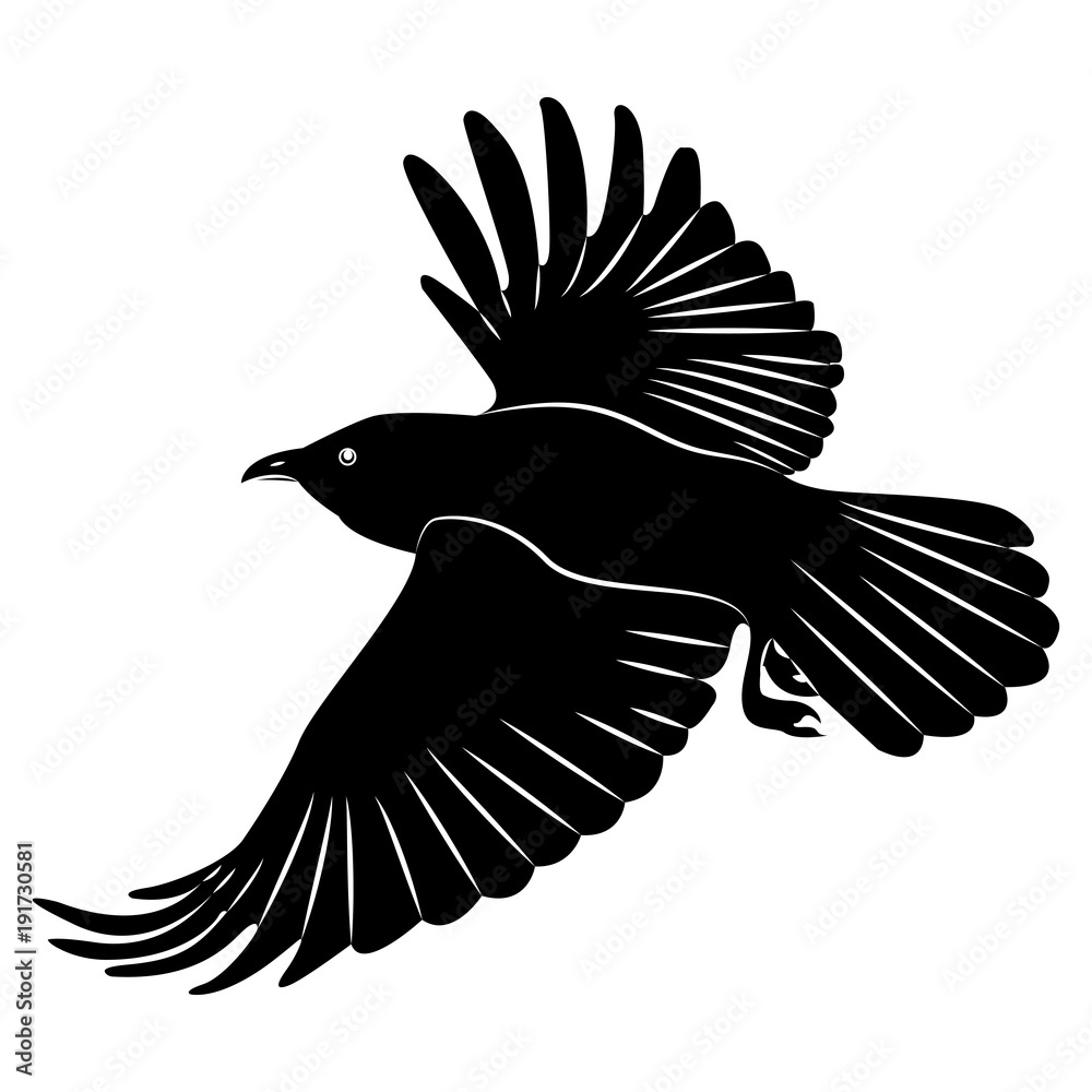Ravens Flying Silhouette