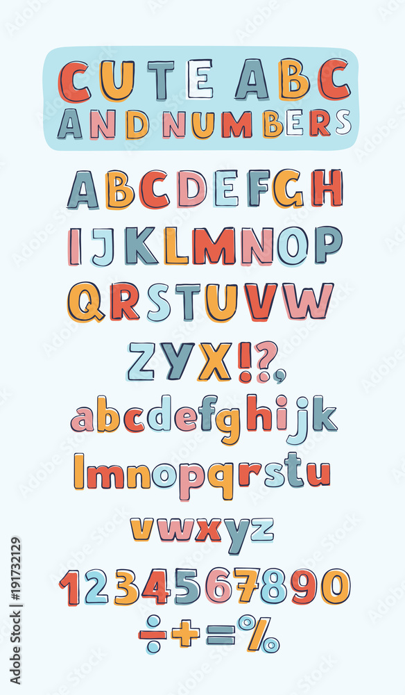 Cartoon Bubble Font Colorful Letters With Glint Stock Vector Adobe Stock