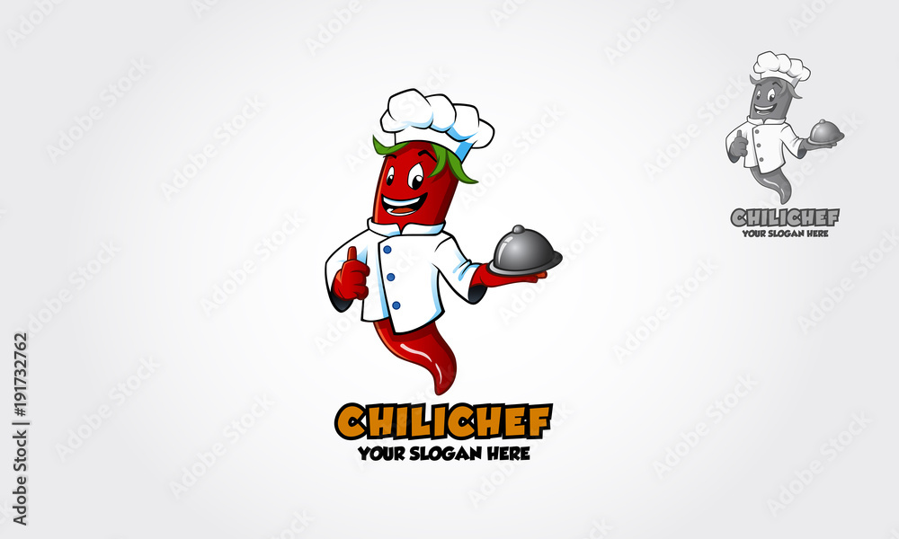 Chili Chef cartoon character. Vector logo illustration. Stock Vector ...