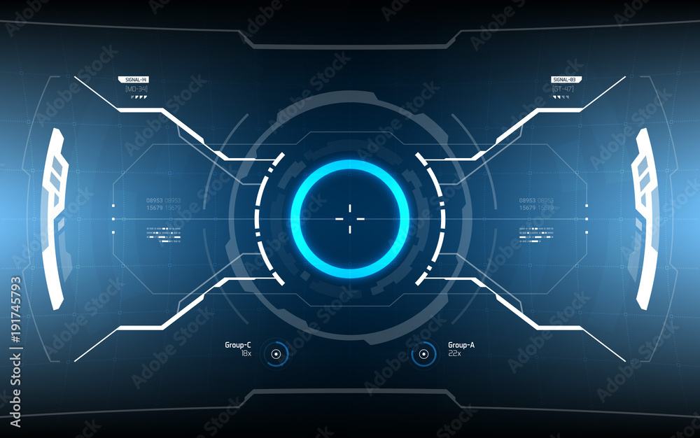 Sci-Fi Concept HUD Interface Screen. Virtual Reality View Display ...
