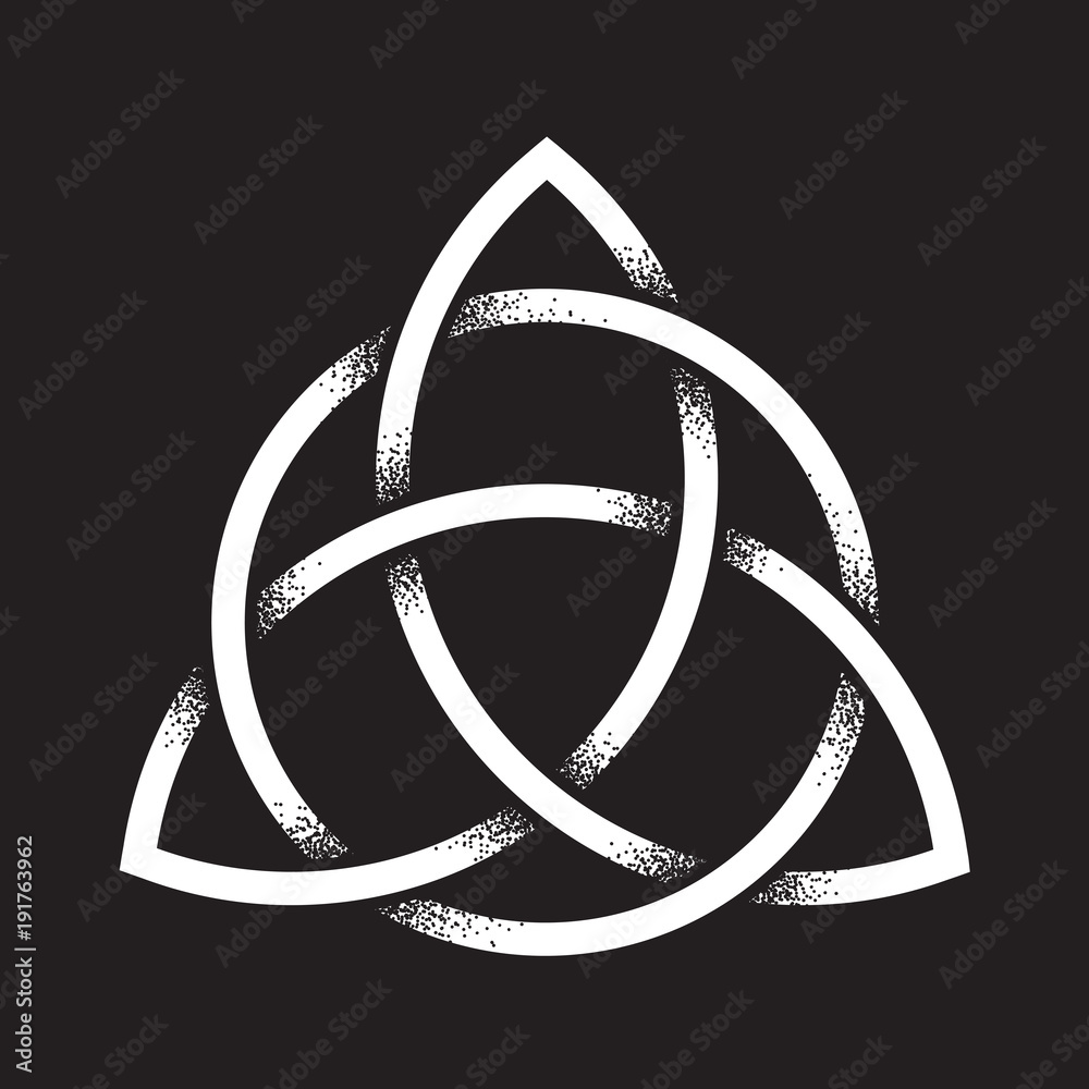 Triquetra or Trinity knot. Hand drawn dot work ancient pagan symbol of ...