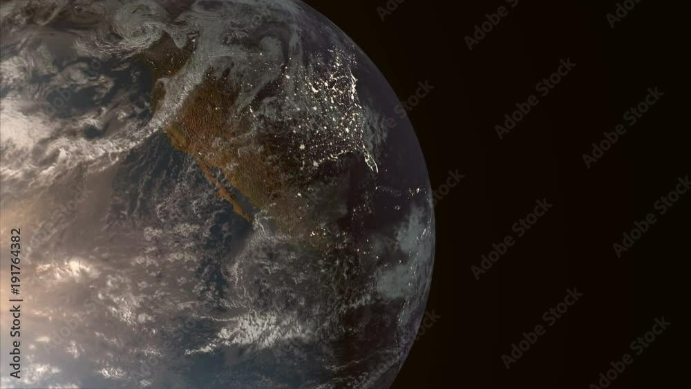 Planet earth rotating in space. Day and night in planet earth view from ...