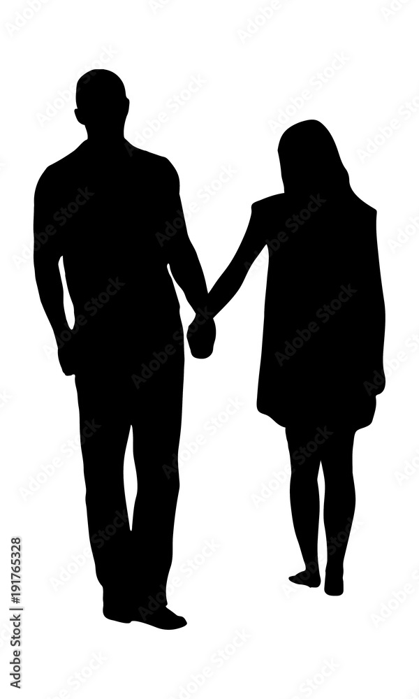 Silhouette Couple Holding Hands
