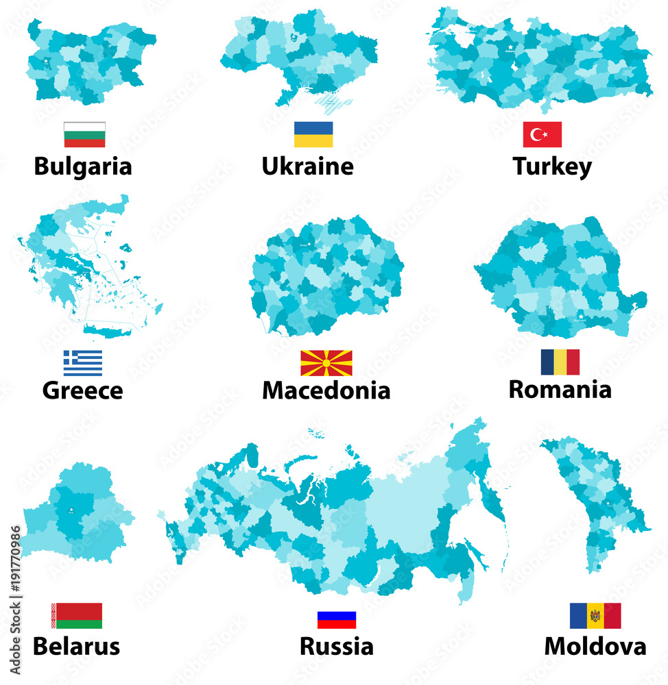 Europe countries with administrative divisions (regions borders) vector ...