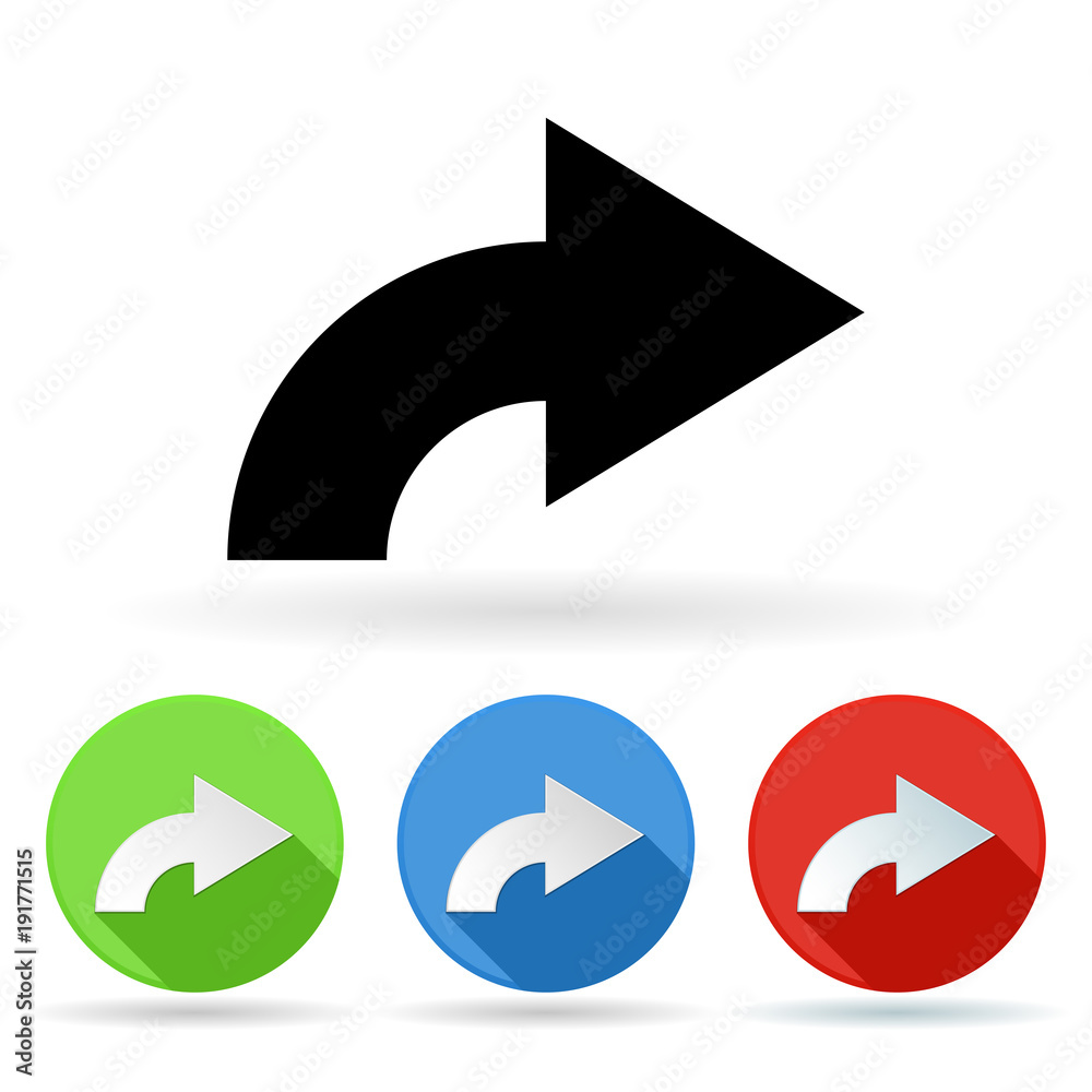 Arrow icon. Colored set of right turn arrow signs Stock Vector | Adobe ...