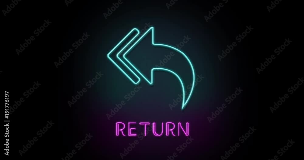 Colorful neon light glowing icon return arrow. Object isolated in PNG ...