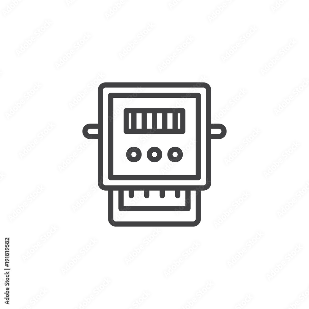 Electric meter line icon, outline vector sign, linear style pictogram ...