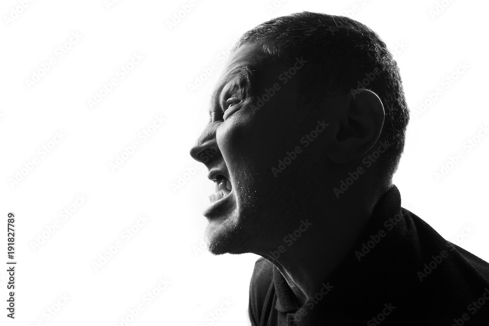 Silhouette over white of a man with a distorted face Stock Photo ...