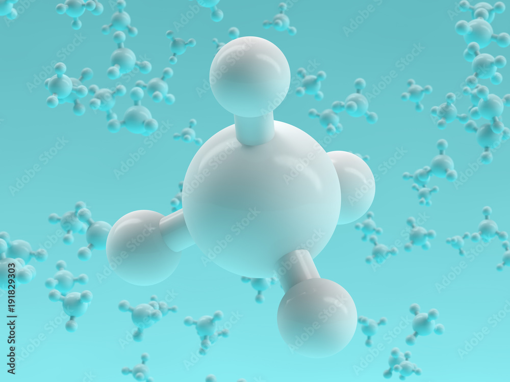 Methane Molecules Background. 3D rendering Stock Photo | Adobe Stock