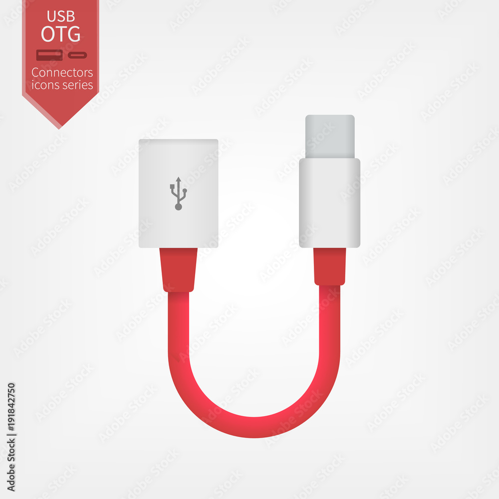USB OTG red cable icon Stock Vector | Adobe Stock