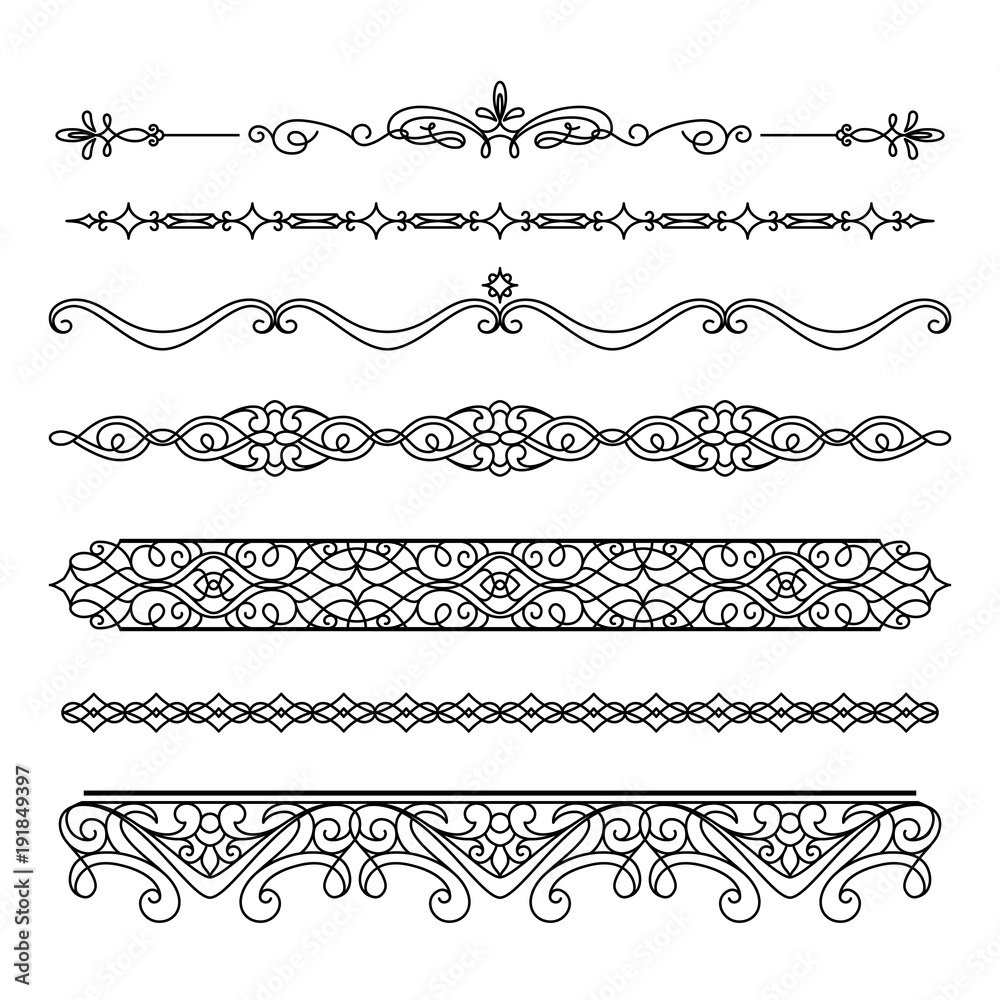 Scroll elements, set of vintage borders and flourishes Stock Vector ...