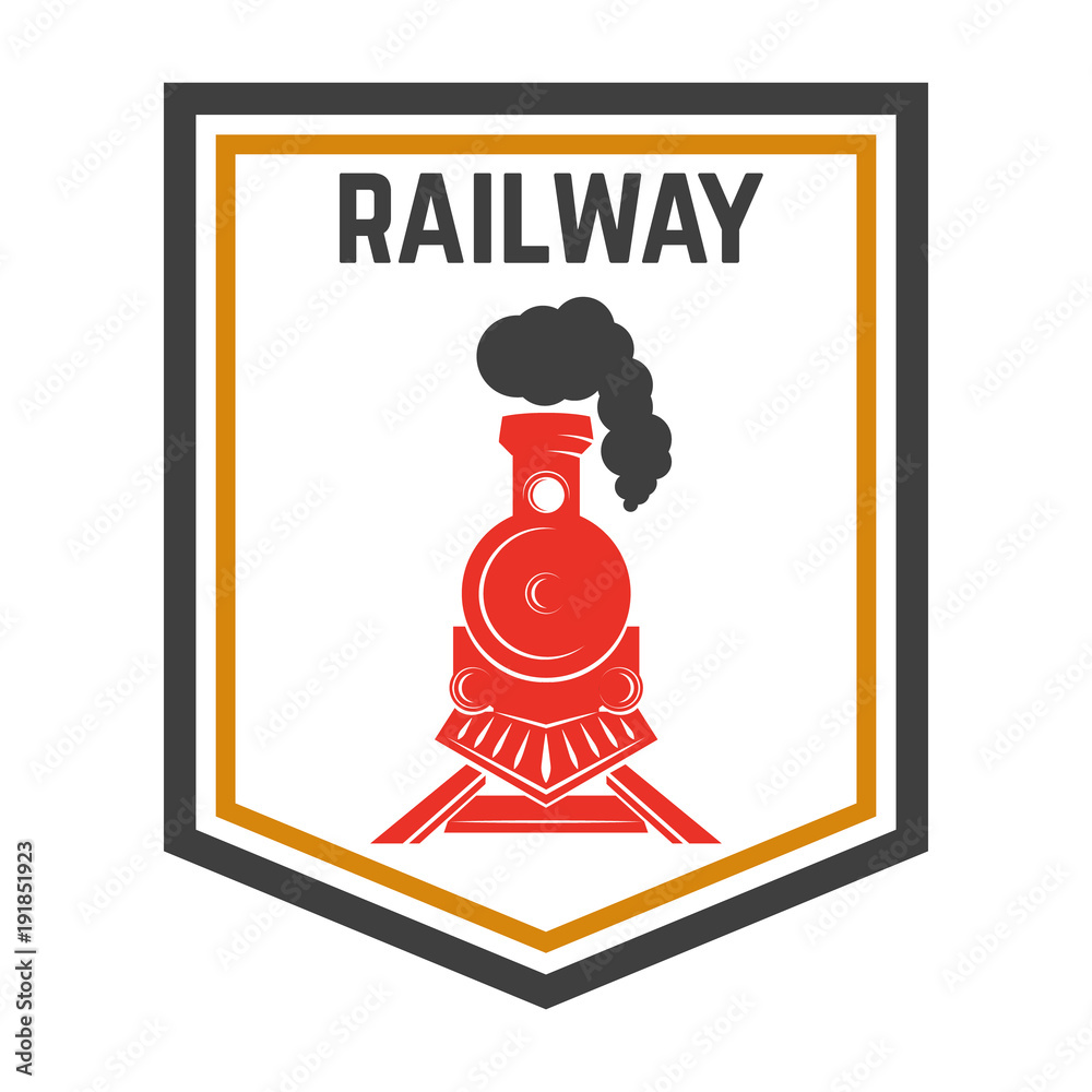 Emblem template with retro train. Rail road. Locomotive. Design element ...