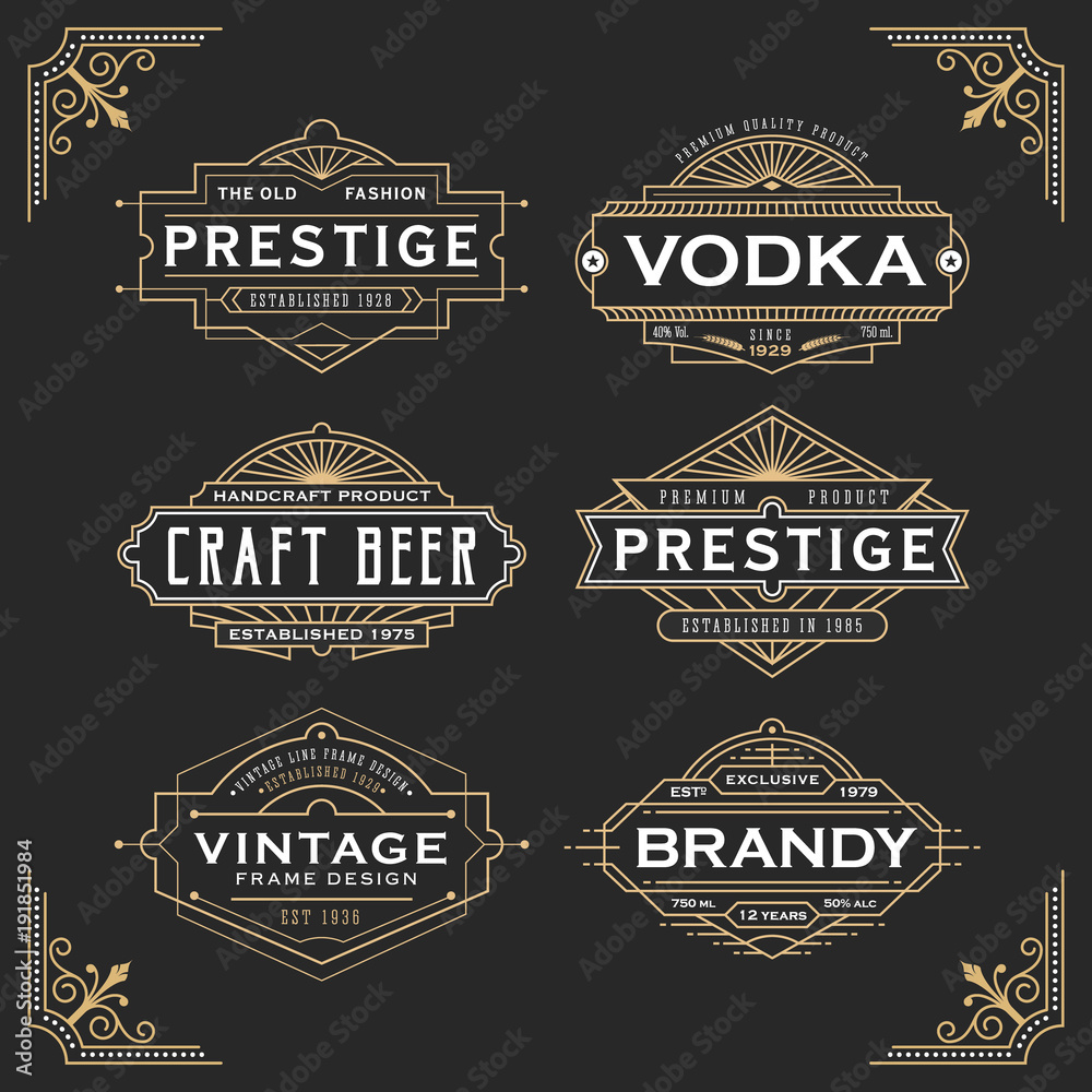 Vintage line frame design for labels Stock Vector | Adobe Stock