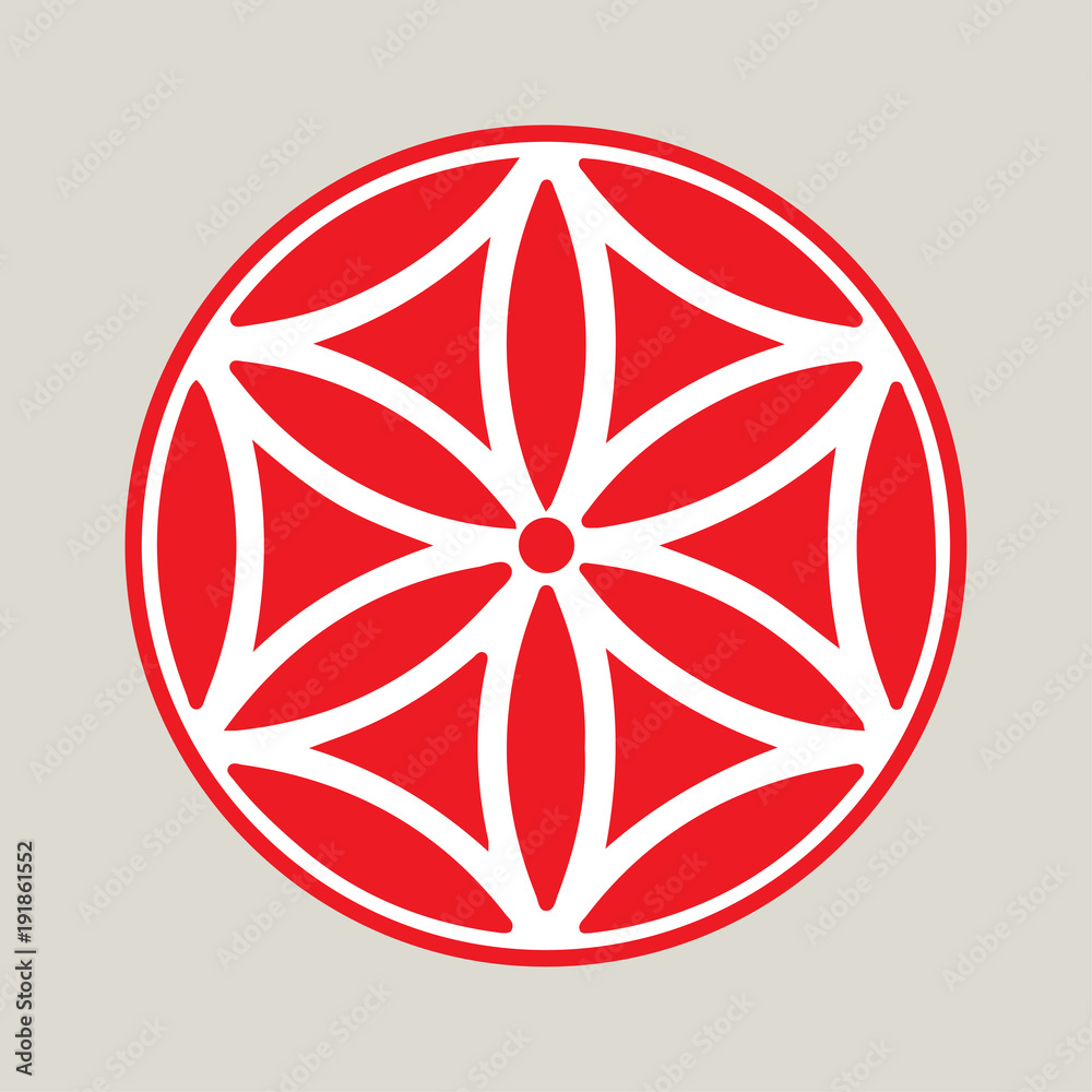 Vector symbol: The flower of Aphrodite made up of six vesica piscis ...