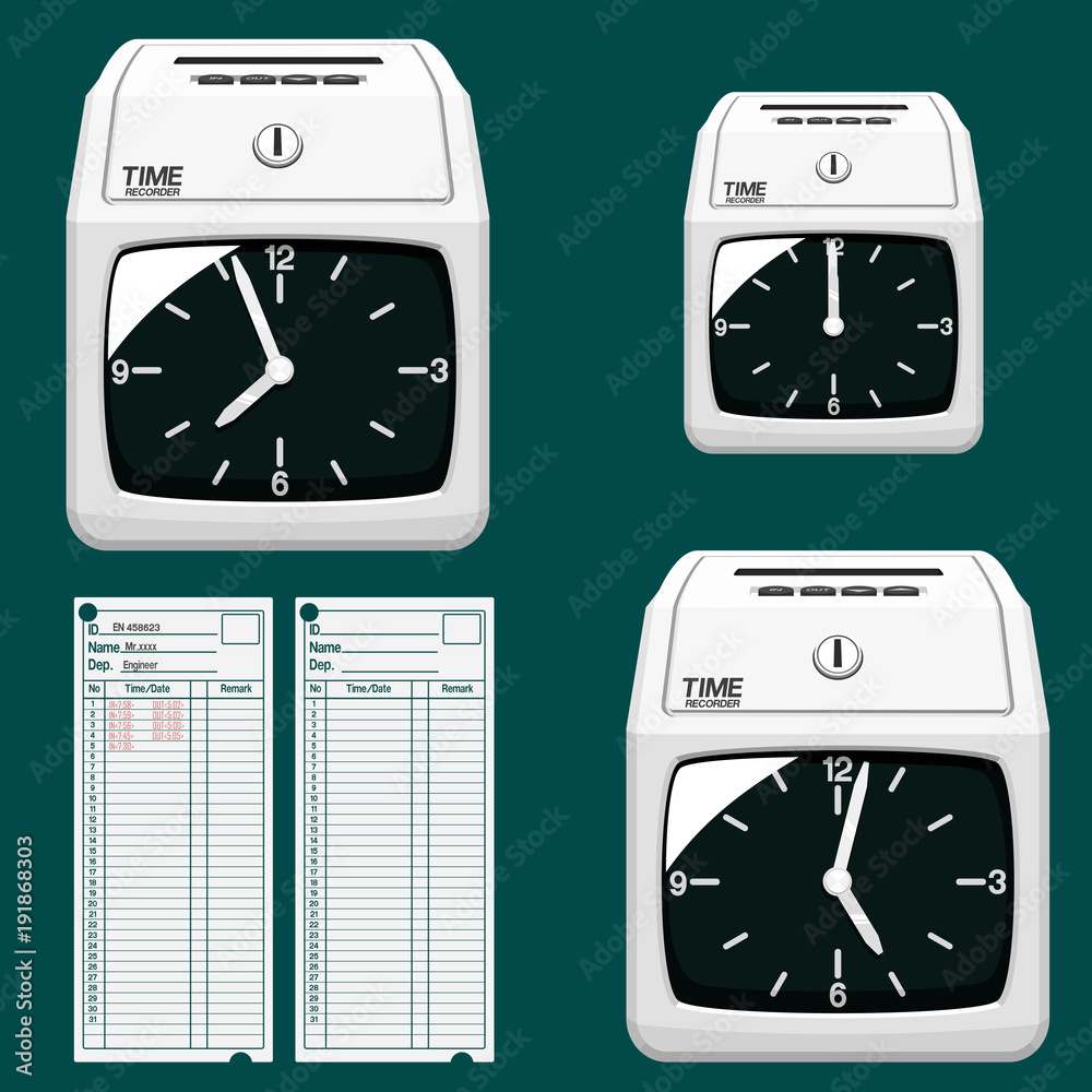 Isolated dial clock time recorder on transparent background. Stock ...