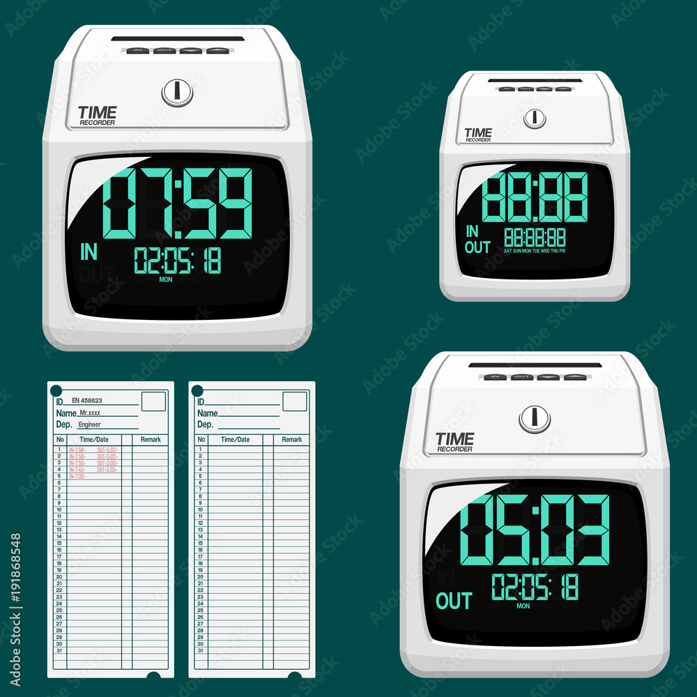 Isolated digital clock time recorder on transparent background. Stock ...