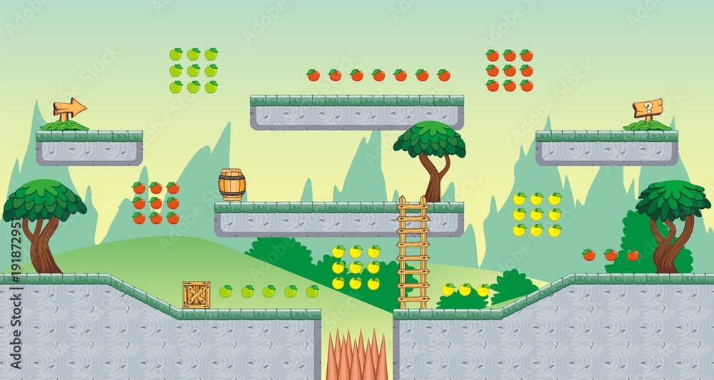 Tile set Platform for Game - A set of layered vector game asset ...