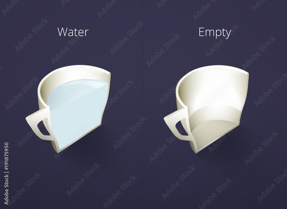 Illustration of isometric cups of coffee in a cut. Water, Empty cup ...