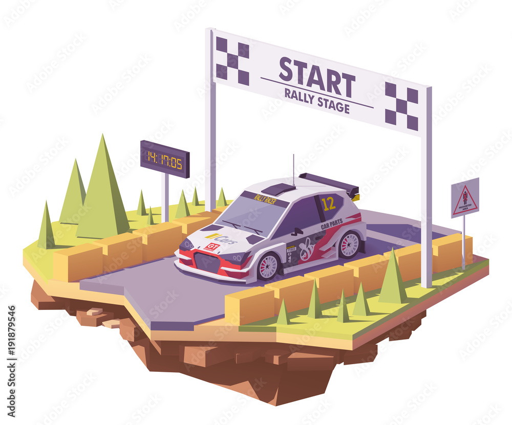 Vector low poly rally racing car Stock Vector | Adobe Stock