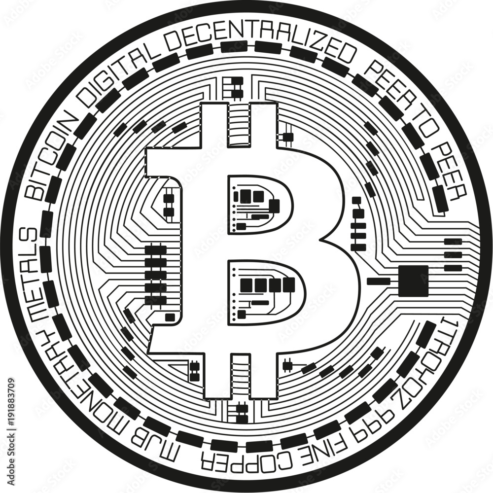 Crypto currency black coin with black lackered bitcoin symbol on ...