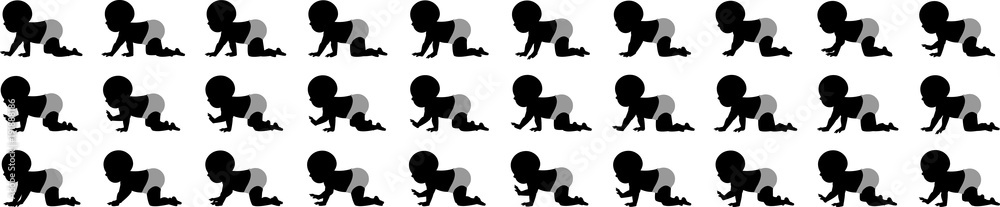 Stockvector Baby crawl animation, animation sprite sheet, loop ...