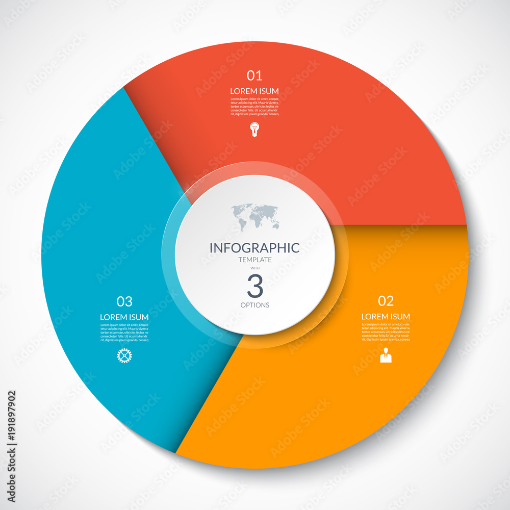 Circle chart for infographics. Vector diagram with 3 options. Can be ...
