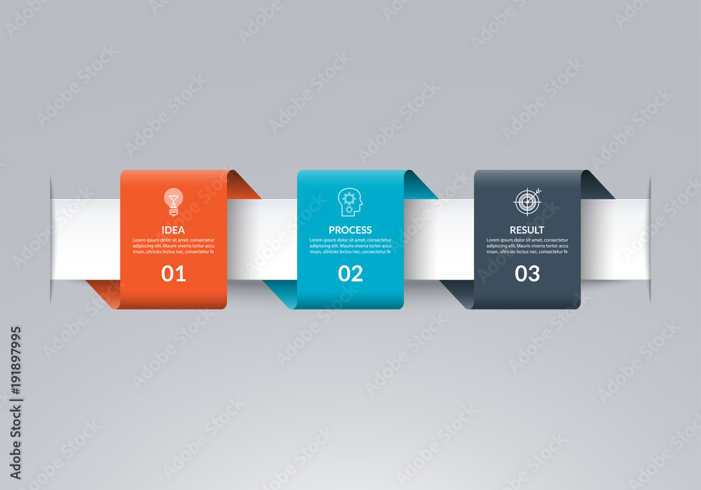 Infographic timeline template in the form of colored paper tapes ...