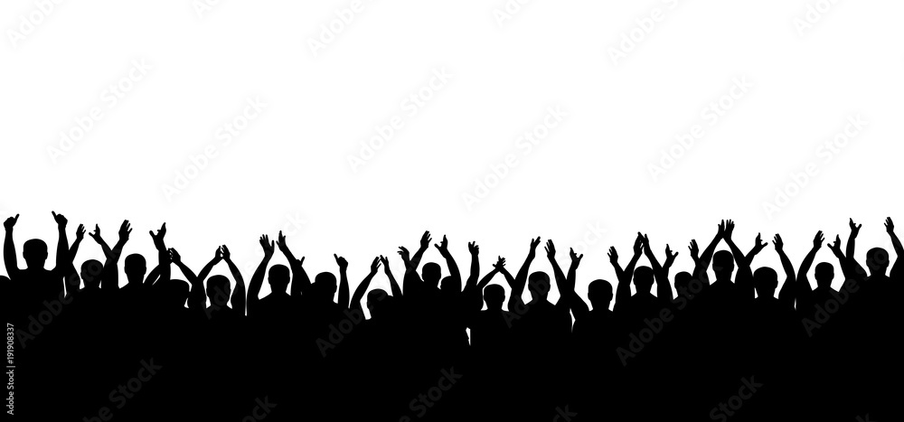 Applause crowd silhouette vector. People applauding. Cheerful clapping ...