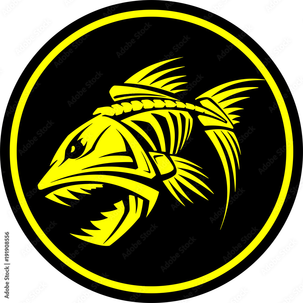 skeleton of evil fish with teeth vector illustration Stock Vector ...