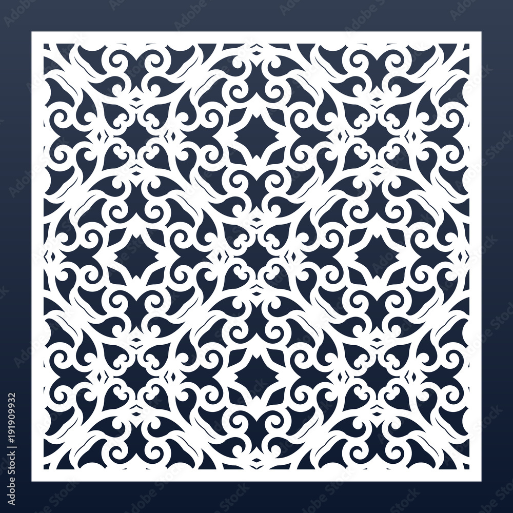 Square ornamental template for laser cutting or wood carving ...