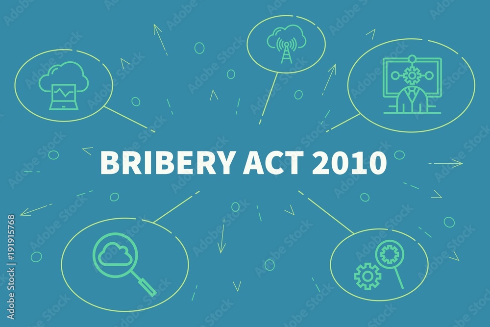 Conceptual business illustration with the words bribery act 2010 ...