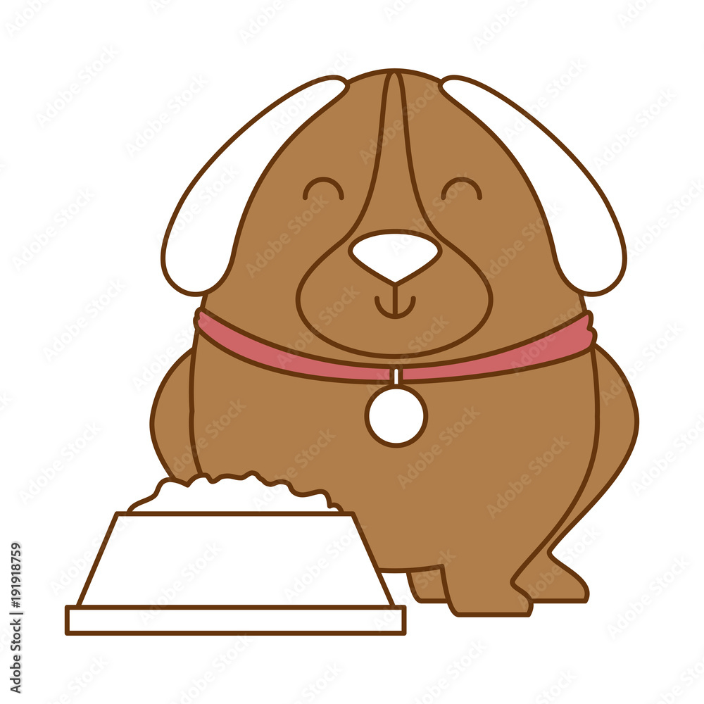 cute dog with dish food vector illustration design Stock Vector | Adobe ...