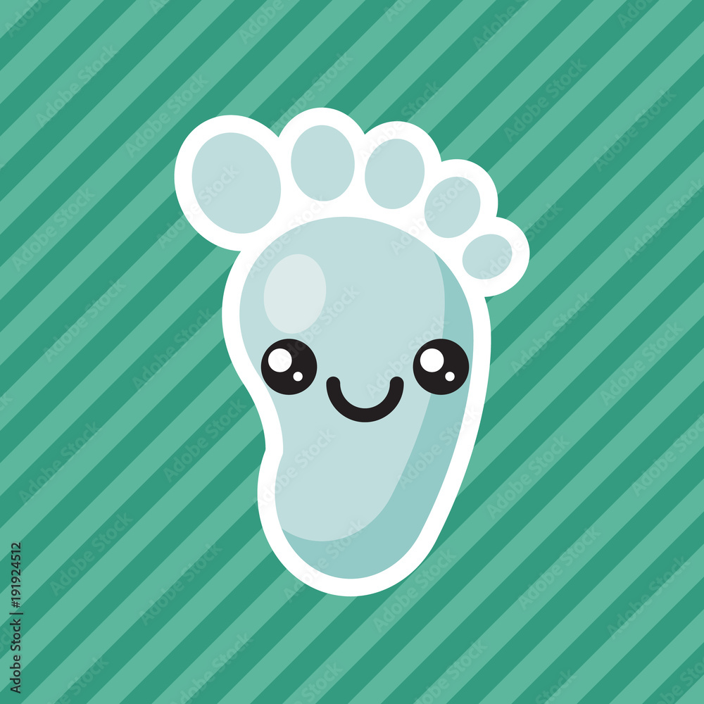 Cute kawaii smiling baby foot cartoon icon Stock Vector | Adobe Stock
