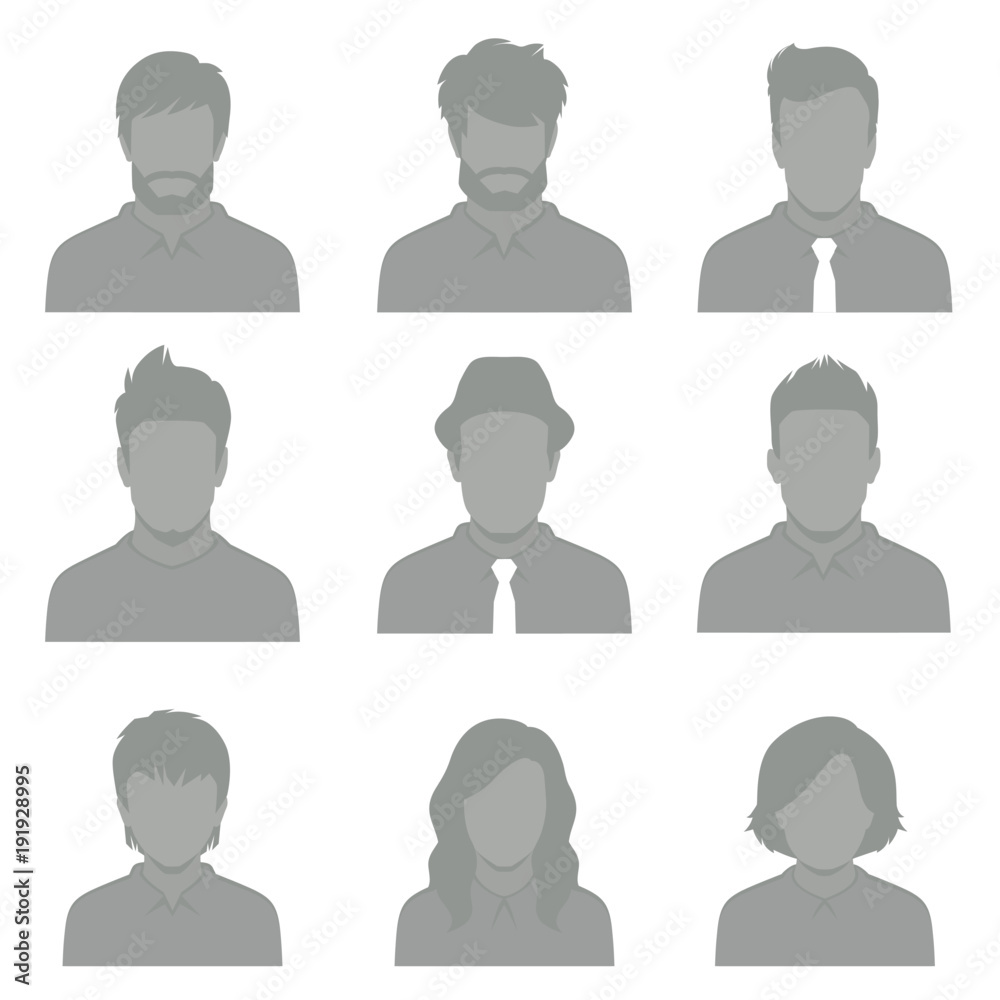 set of flat avatar, vector people icon, user faces design illustration ...