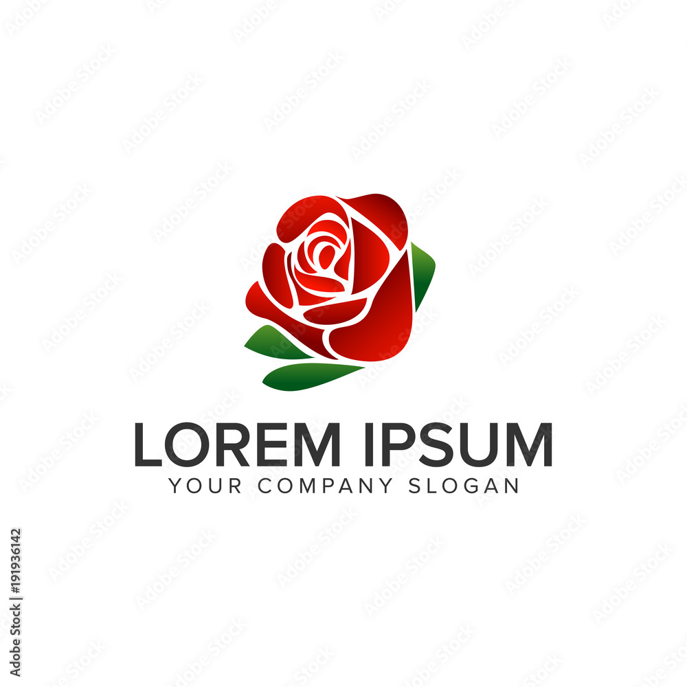 Rose flower Logo design concept template. fully editable vector Stock ...