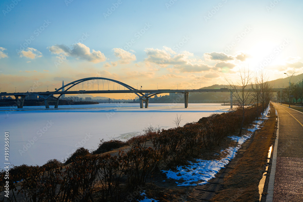 Amsa bridge at Hanriver in South Korea. Stock Photo | Adobe Stock
