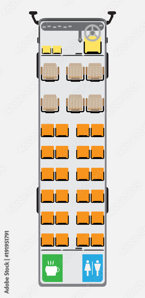 Coach bus seat map with restroom Stock Vector | Adobe Stock