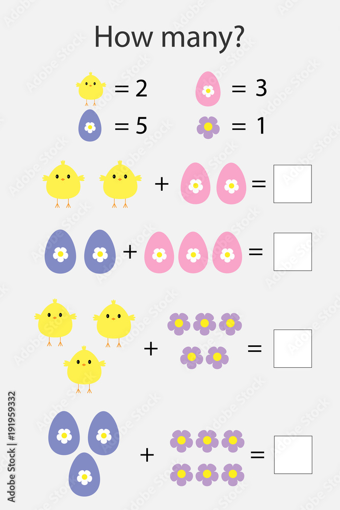 How many counting game with easter pictures for kids, educational maths ...