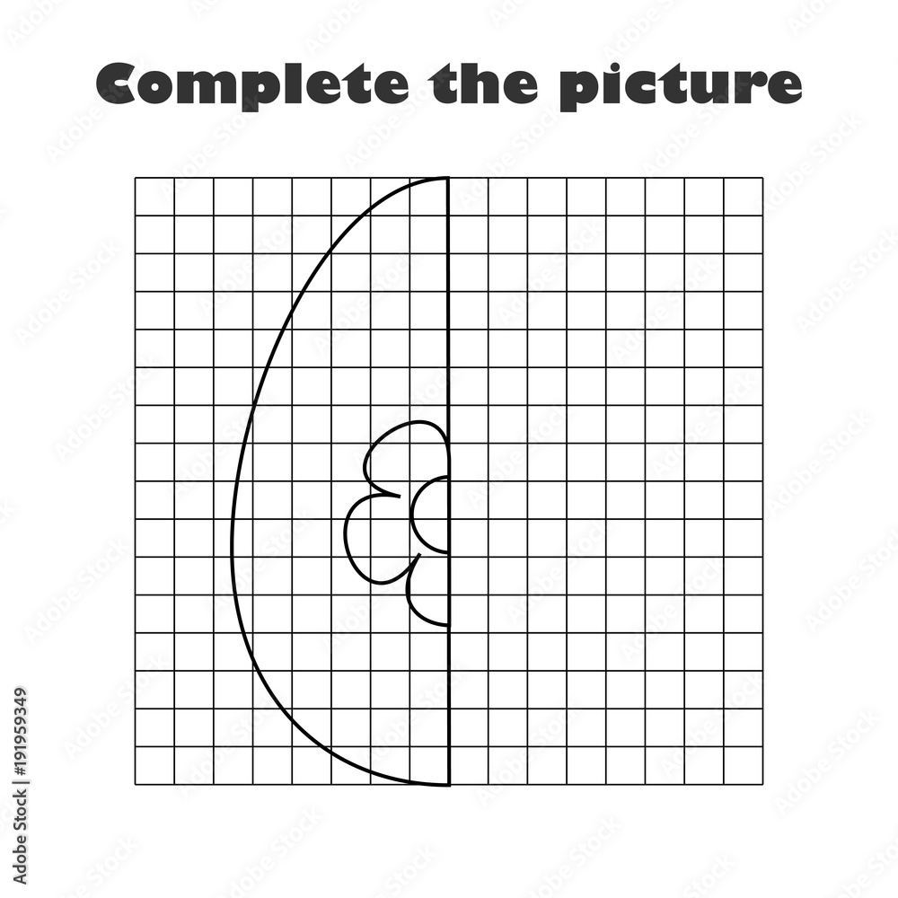 Complete the picture, black white easter egg, drawing skills training ...