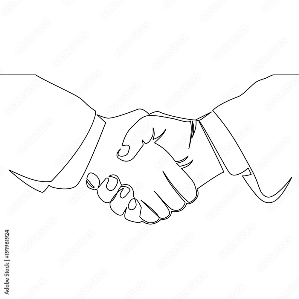 continuous line drawing of handshake Stock Vector | Adobe Stock