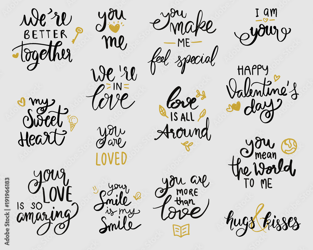love lettering set. Hand written style Stock Vector | Adobe Stock