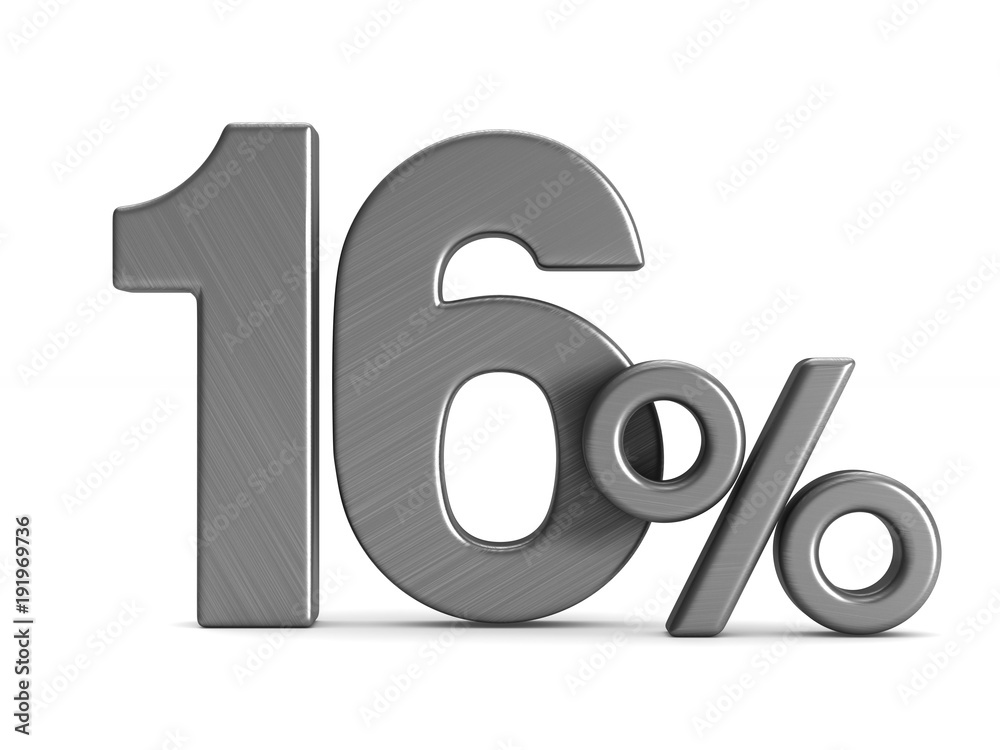 sixteen percent on white background. Isolated 3D illustration Stock ...