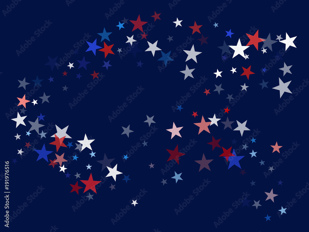 American Patriotic Deign, Vector Blue, Red, White Stars Confetti. Labor ...