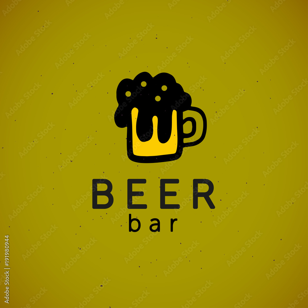Vector flat hand drawn alcohol beer sign logo template isolated on ...