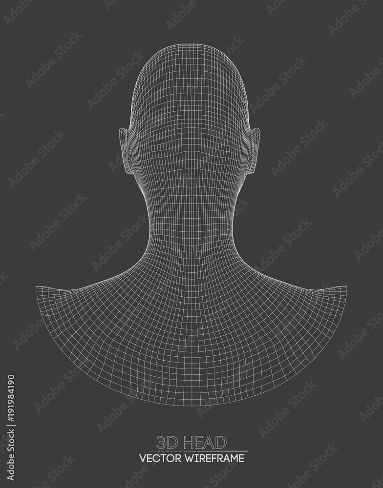 3d head wireframe vector. Drawing of wireframe head 3d model. Vector ...