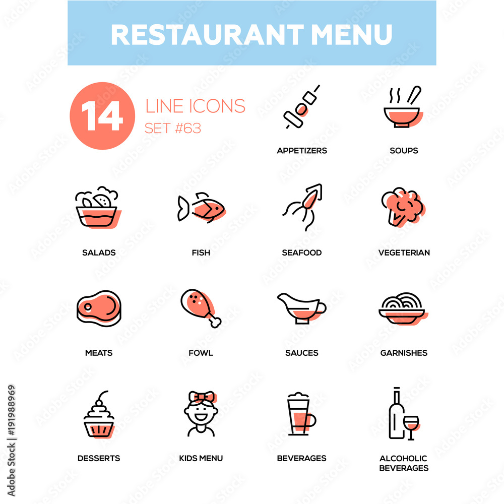 Restaurant menu - line design icons set Stock Vector | Adobe Stock