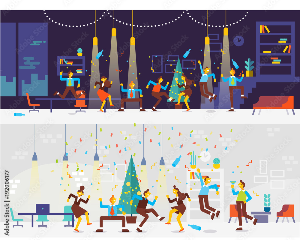 Business people have a party in office. They dancing , having fun and ...